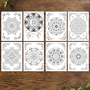 8 count | Mandala Coloring Postcards | Art Therapy | 8 unique Designs | Flower Mandala Art | Adult Coloring | Thank you cards | Birthday cards | Creativity and Relaxation