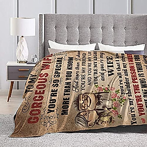 to My Wife Blanket from Husband Ultra Soft Flannel Throw Blankets for Couch Bedroom Sofa Warm Blanket Positive Encourage and Love Wedding Anniversary Birthday Gifts 50x60 Inch