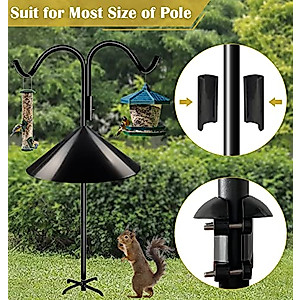 Queension 19-inch Wide Squirrel Proof Baffle,Squirrel Guard Stopper for Outside Shepherd Hooks or OutdoorBird Feeder Poles, Save Bird Houses from Squirrels, Rodents and Raccoons, Black, 2 Pack…