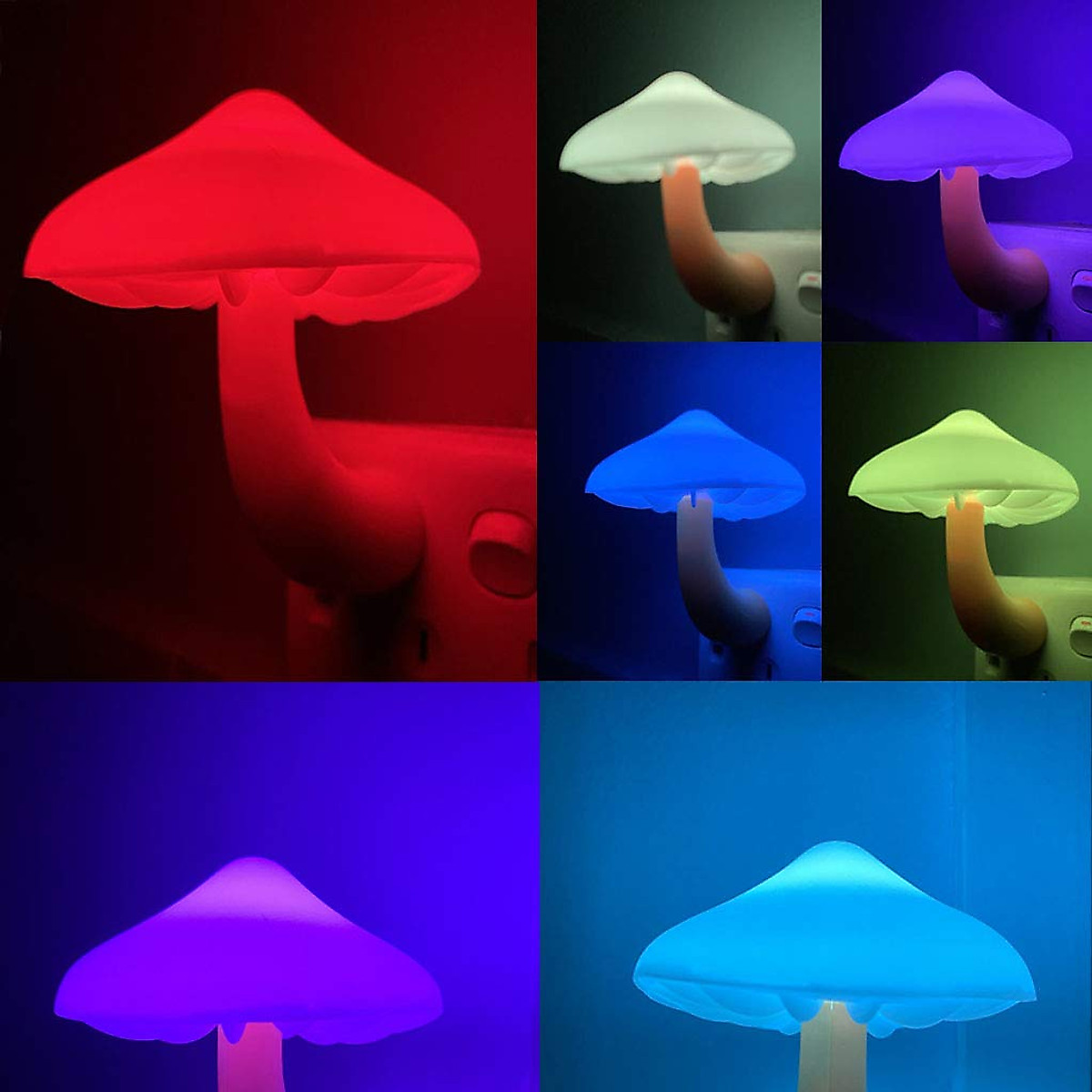 UTLK [2 Pack] Plug-in LED Mushroom Night Light Lamp with Dusk to Dawn Sensor,Plug in LED Bed Cute Mushroom Nightlight Night lamp Wall Light Baby Night Lights for Kids Children