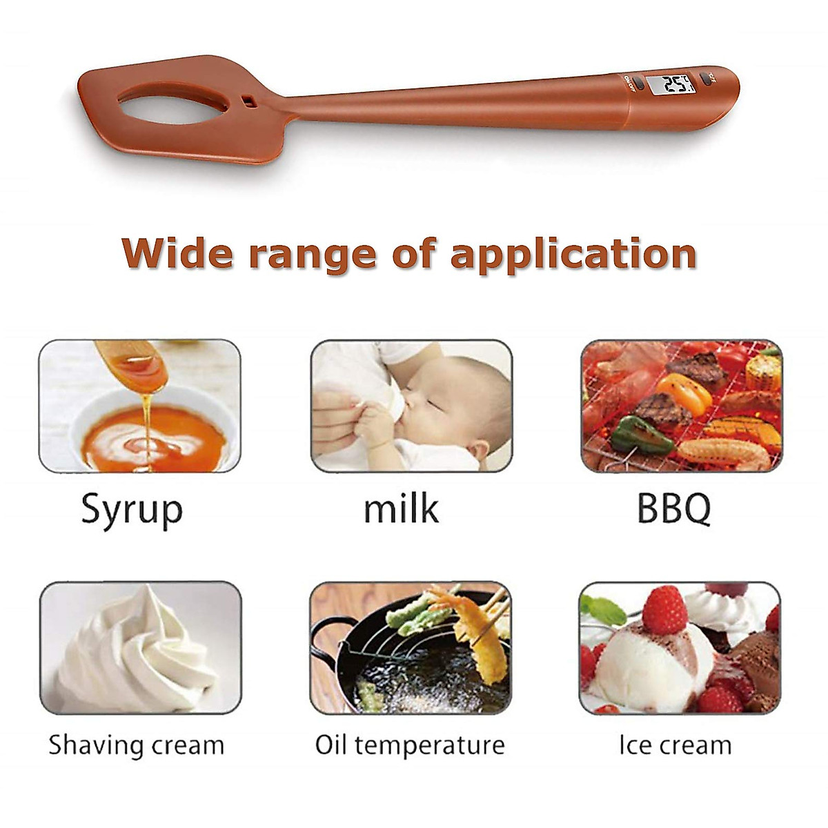 Candy Thermometer Spatula 2 in 1, Silicon Spatula with Thermometer in Handle, Instant Read Digital Thermometer and Spatula Stirrer for Kitchen,Chocolate, Creams, Sauces, Jams and Syrups, Meat Cooking