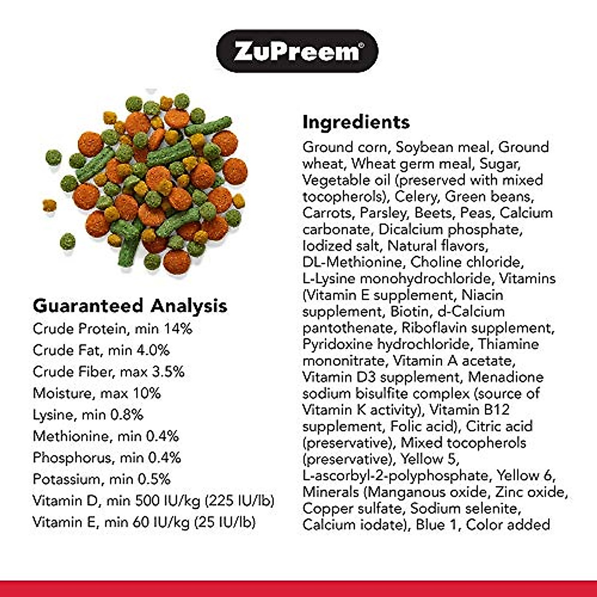 ZuPreem VeggieBlend Smart Pellets Bird Food for Parrots & Conures, 3.25 lb Bags (2-Pack) - Made in The USA, Daily Nutrition, Minerals for African Greys, Amazons, Eclectus, Cockatoos