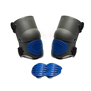 TSE Safety - TSE-TFLX-4-16-GEL Flex Work Knee Foam Padding Pads - Anti-Slip Strong Double Straps Comfortable Knee Protection Breathable Heavy Duty for Indoor and Outdoor Use – Black & Blue