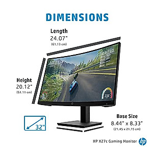 HP 27-inch Curved 165Hz FHD Gaming Monitor, Eyesafe (X27c, Black)