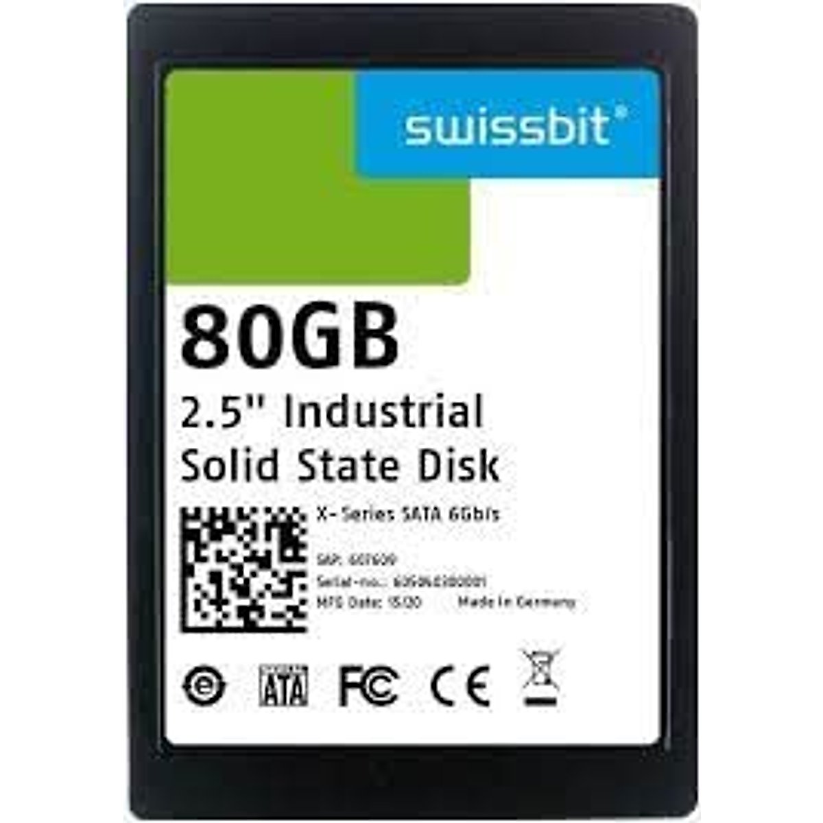 Swissbit SFSA080GS2AK4TO-I-6B-22P-STD, Solid State Drive, 80GB, 5V, 2.5" SATA SSD, X-76, 3D pSLC, -40 to 85°C