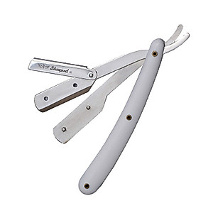 Plastic Handle Straight Edge Barber Razor Salon Quality Cut Throat Shavette, Perfect Straight Edge Razor Beard Kit,Durable Barber Razor Kit with 10 Double- Edge Straight Razor Blades, Straight Razor