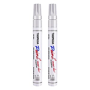 White Paint Pens Permanent Paint Markers - 2 Pack Oil Based Marking Pens, Medium Point, Quick Drying and Waterproof Paint Pens for Rock Painting Car Tyre Metal, Plastic, Canvas, Wood, Glass