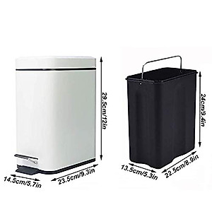 WENLII Silent Stainless Steel Trash Can 5L Rectangular Step Kitchen Waste Bin for Bathroom Kitchen Living Room Office Trash Bin (Color : Black)