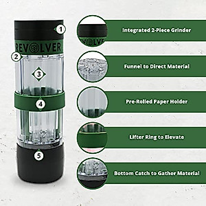THE REVOLVER 3 in 1 Portable Herb Grinder with Storage, Lightweight and Easy to Carry Travel Herb Grinder, a Gift for your Loved Ones