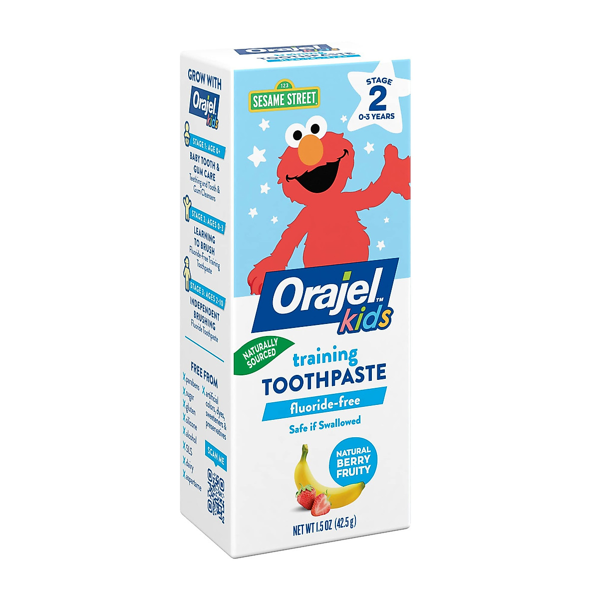 Orajel Kids Elmo Training Toothpaste Fluoride-Free; #1 Pediatrician Recommended Fluoride-Free Toothpaste*, 1.5oz Tube