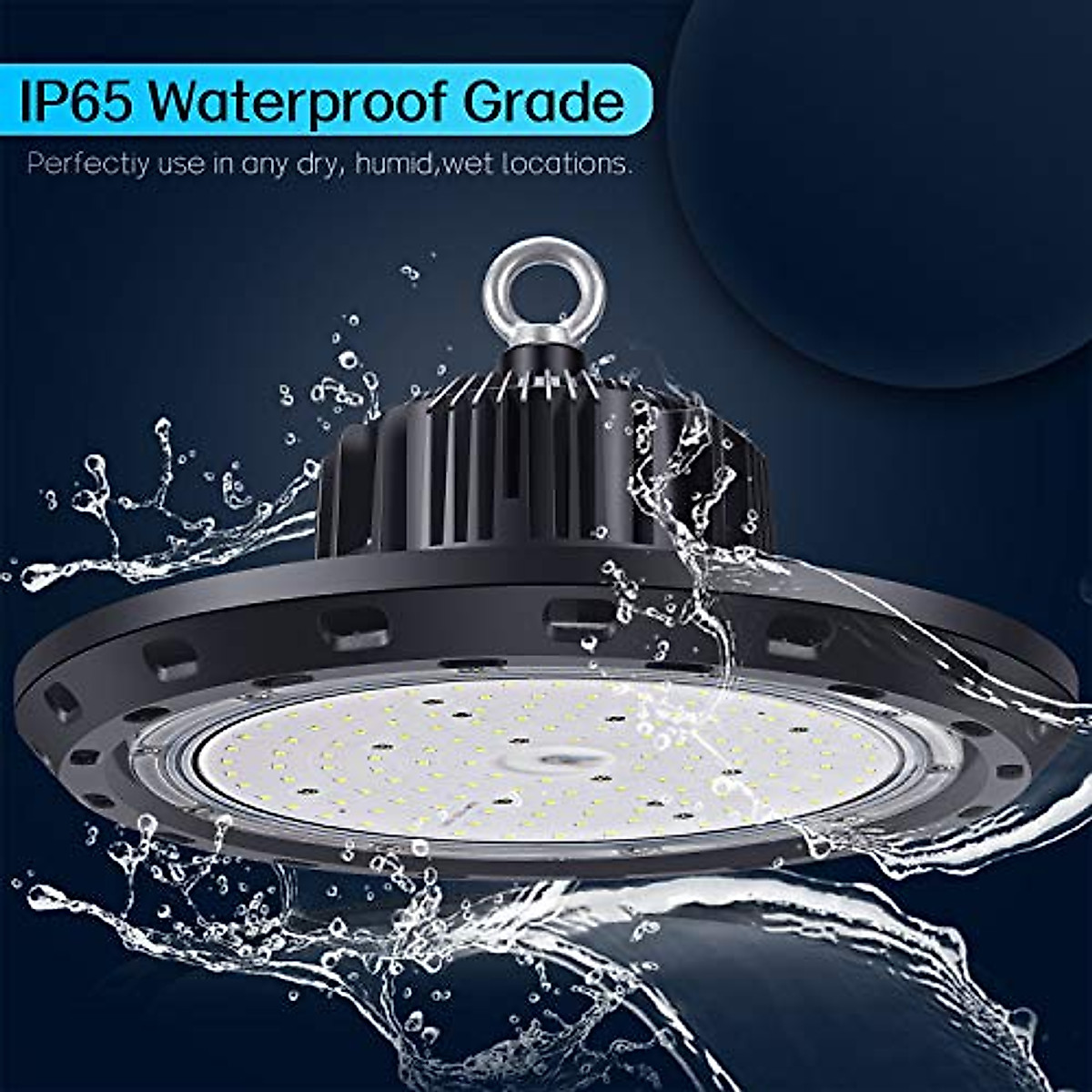 Vemofoper UFO LED High Bay Light 100W Ultra Bright Ceiling Lamp for Garage,Shop,Gym,Warehouse Work Commercial Lighting Grade 15000LM 120V 5000K IP65 (100W)