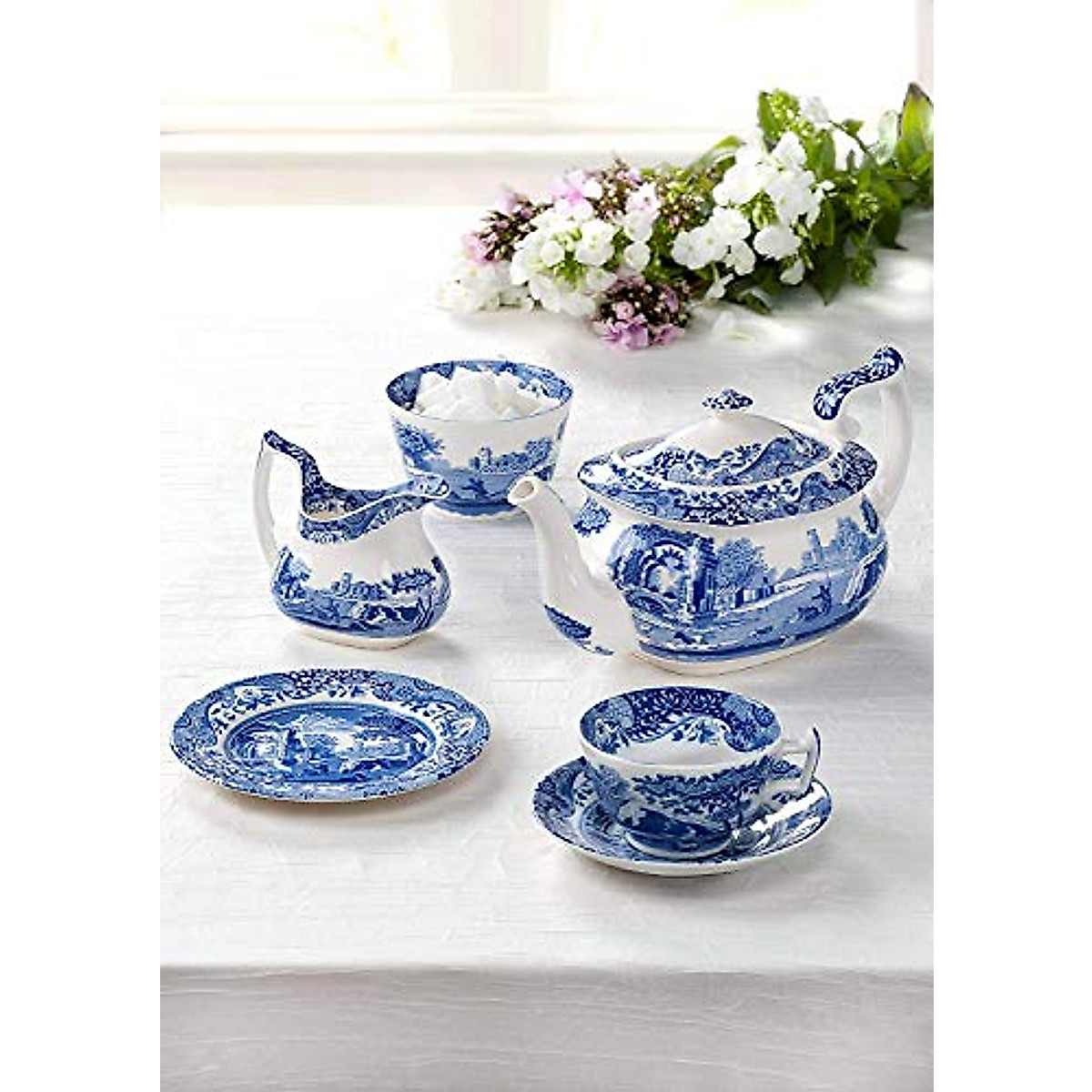 Spode Blue Italian Bread and Butter Plates | Set of 4 | Dessert and Appetizer Plate | Small, Round Blue and White Plate | Measures 6.5 Inches | Dishwasher Safe | Made in England
