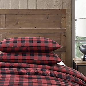 Eddie Bauer - Queen Comforter Set, Cotton Reversible Bedding, Buffalo Plaid Home Decor for All Seasons (Red/Black, Queen)