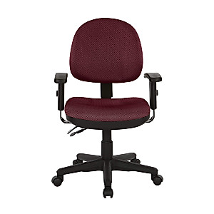 Office Star Ergonomic Sculptured Manager's Office Chair with Adjustable Arms, Diamond Wine Fabric