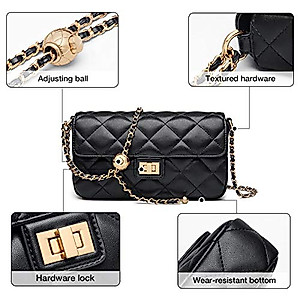 LAORENTOU Cow Leather Small Crossbody Bags for Women Quilted Handbag Purse with Chain Strap Shoulder Purse Clearance