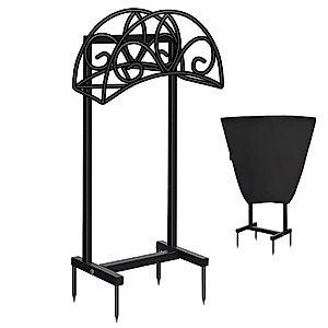 Garden Hose Holder with Hose Cover Detachable Water Hose Holder Sturdy Garden Hose Reel Decorative Free-standing Hose Hanger - 4 Solid Prongs for Outdoor Hose Storage- Fits 145- Feet of Hose