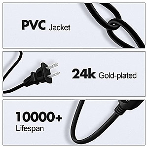 Andvon Electric Lunch Box 110V/24V Cable, Electric Food Warmer Cable for Car/Home Use 2.6FT 2 Prong AC,Heated Lunch Box Replacement Cable US