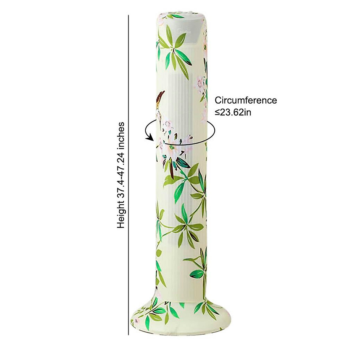 VIOKKO Tower Fan Dust Cover Dustproof Tower Cover Washable Tower Sleeve Dust-Proof Protective Cover for Household Tower Fan Pedestal Fan Floor Fan Stand Fan Decoration (Green Flower Meet Bird)