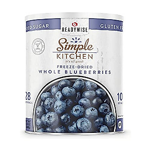 Simple Kitchen Freeze Dried Whole Blueberries - 28 Servings, 10 Can, Emergency Food and Every Day Ingredient