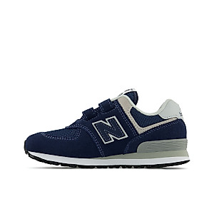 New Balance Boy's 574 Core Hook and Loop Sneaker, Navy/White, 1.5 Little Kid