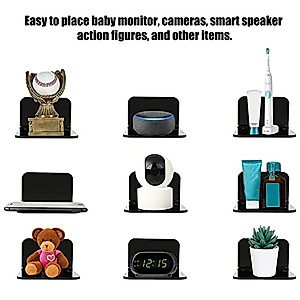 VAHIGCY 3 PCS Acrylic Small Wall Shelves, Small Floating Shelves with 6 Cord Keeper,Nail-Free Wall Display Shelf for Home, Office, School, Coffee Shop Decor