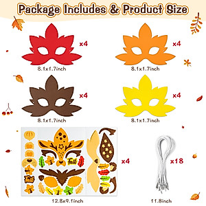 Dvbonike 16Pcs Fall Maple Leaf Mask Craft Kits for Kids Make Your Own Foam Woodland Animal 3D Masks DIY Autumn Stickers Mask Fall Harvest Thanksgiving Party Favor Art Project Family Classroom Activity