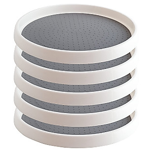 RUAFOX 12” Lazy Susan Turntable Non- Skid Revolving Organizer - Kitchen Pantry Revolving Space Tidy – Keeps Produce, Condiments, Spices and More, Organized (Pack of 5)