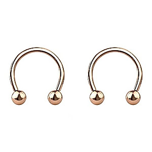 Satix Internally Threaded Circular Barbells Horseshoe 3mm Balls 16g 11mm Solid Titanium Pierced Body Jewelry Rose Gold
