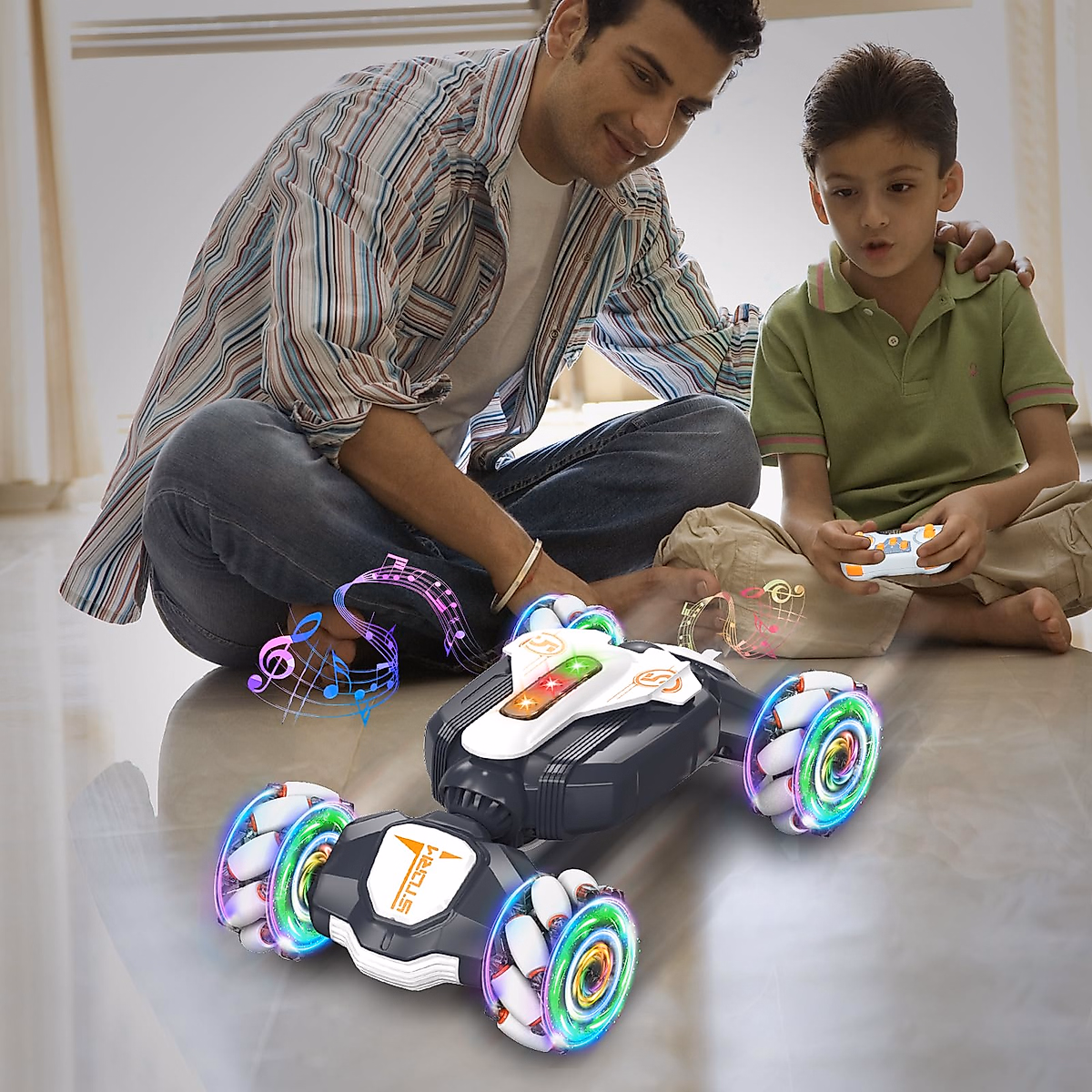 TIOYOTY Gesture Stunt RC Car, 2.4Ghz 4WD Remote Control Car, Gravity Watch Sensor 360° Rotating Twist Drift Offroad Toy Car with Music Lights, Ages 6-12 Boys Girls Birthday