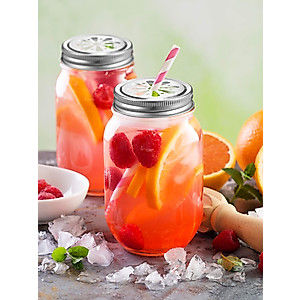 28 Pieces Daisy Jar Lids Regular Mouth Mason Jar Lids Daisy Cut Lids Storage Canning Lids Compatible with Straw Hole For Drinking Daisy Flower Jar Lids