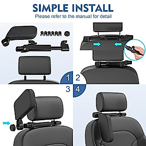 JZCreater Car Headrest Pillow,360°Adjustable Kids Headrest, One Side Head Neck Support Rest Pillows, U Shaped Car Travel Sleeping Headrest Pillow, Suitable for Kids, Adults, One Side-Black