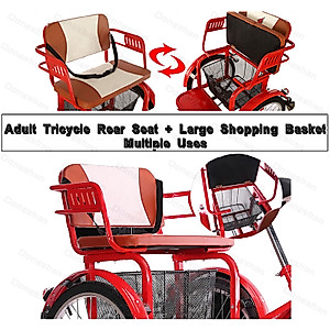 DONGSHAN Tricycle Adult 20'' 3-Wheel Bicycle Folding Bikes Comfortable seat, Rear Enlarged Food Basket Shock-Absorbing Front Fork for Parents to Pick up and Drop Off Children Load 440lbs (Black)