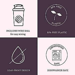 Free Soul Protein Shaker Bottle Pink with Mixball | Mini | BPA Free | Water Bottle for Protein Shakes | Easy to Grip & Temperature Safe (16oz)