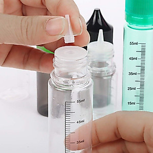 10pcs 60ml Soft PET Unicorn Dropper Bottle Liquid Refill Bottle Liquid Applicator Bottle (60ml x 10pcs, Rainbow bottle+Rainbow cap)