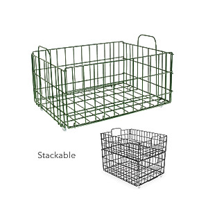 Atlantic Modular Mobile Storage Cart System, with Interchangeable Shelves & Baskets, Powder-Coated All-Steel Frame, 3-Tier, Caster Wheels for Mobility, PN 23350330, in Kale Green