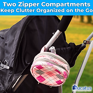 Expandable, 2 Pocket Green Plaid Travel Bag With Strap. Insulated, Waterproof Liner for Odor Control. Wet/Dry Compartments Hold Breast Pads, Diapers, Tampons, Sanitary Napkins, Personal Hygiene Items