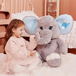 IKASA Giant Elephant Stuffed Animal Plush Toy,Large 30" Cute Jumbo Soft Toys,Huge Big Size Fluffy Plushy Fat Oversized Plushie,Gifts for Kids