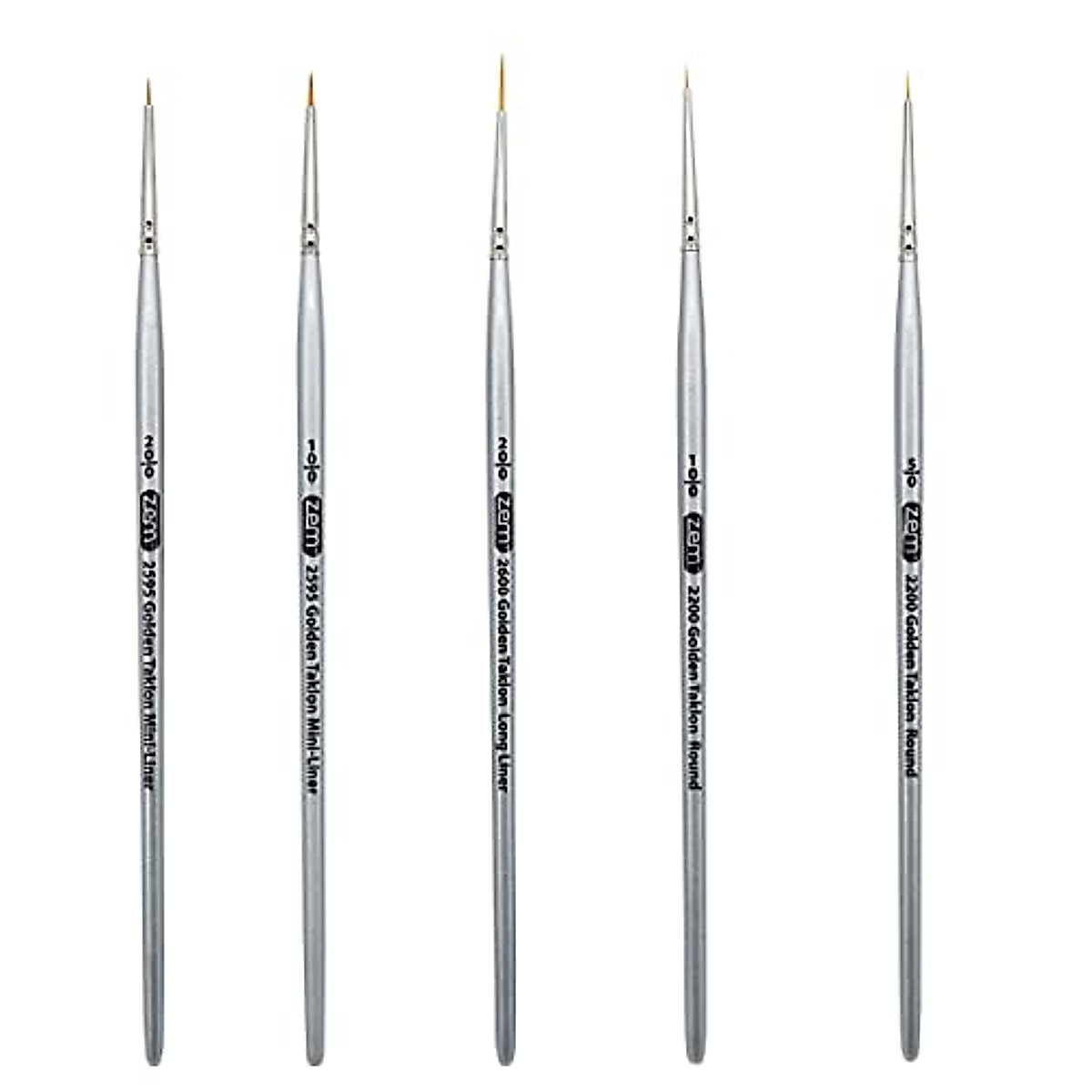 ZEM Brush Golden Taklon Mini Detail Brush Set Liner 20/0, Mini Liners 20/0, 10/0, Details 10/0, 5/0