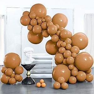 PartyWoo Caramel Brown Balloons, 100 pcs Boho Brown Balloons Different Sizes Pack of 18 Inch 12 Inch 10 Inch 5 Inch Matte Brown Balloons for Balloon Garland Balloon Arch, Party Decorations, Brown-F10