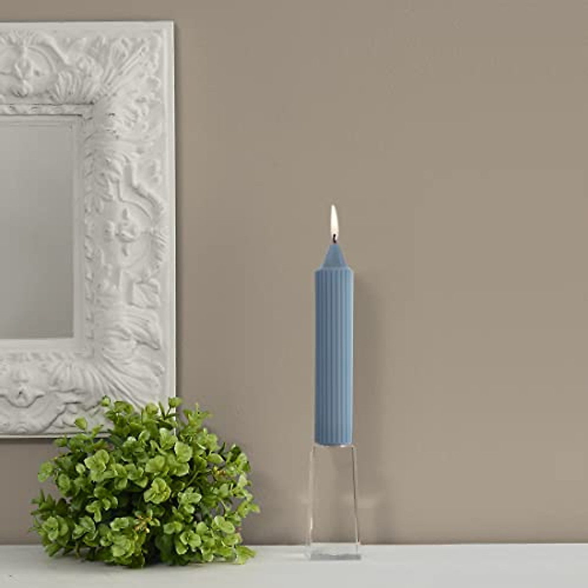 Root Candles Grecian Collenette 4-Count Unscented Dinner Candles, 7-Inch, Williamsburg Blue