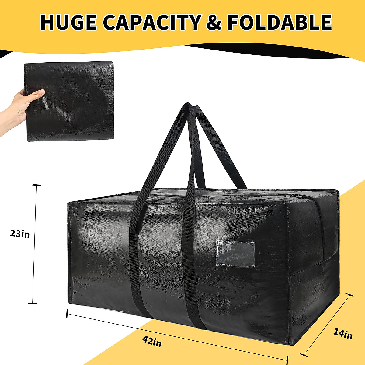 Heavy Duty Extra Large Moving Bags,58 Gallon Jumbo Packing Bags,Huge Moving Storage Bags with Strong Zippers & Carrying Handles,Reusable Big Moving Storage Totes for College Dorm Travel 1Pack