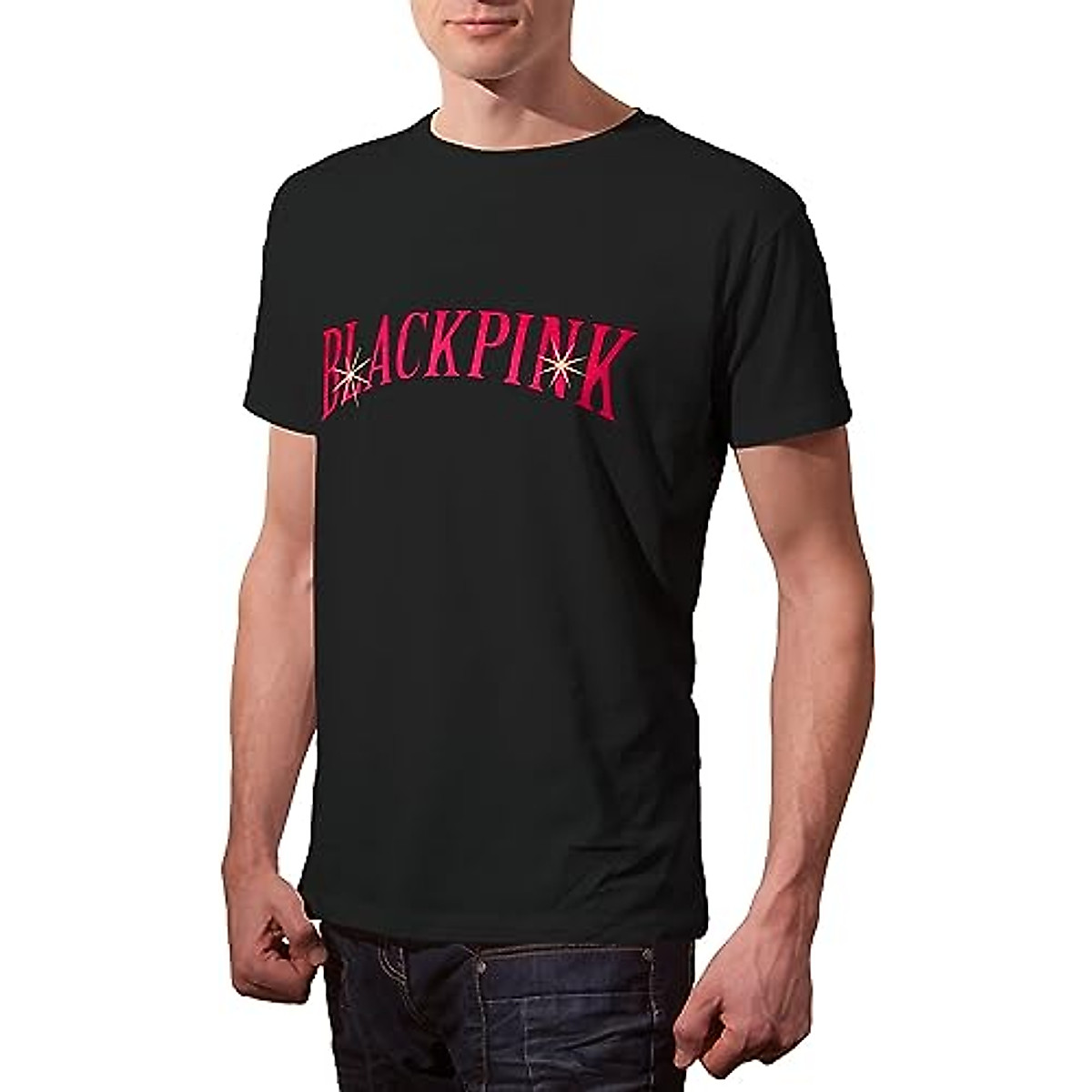 BLACKPINK Womens T Shirts Mens Fashion Short Sleeve Shirts for Girls Casual Crew Neck Tshirts Black XL