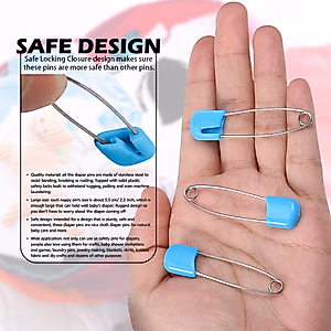 Lxnoap 10 pcs Cloth Diaper Pins Stainless Steel Traditional Safety Pin (Blue)