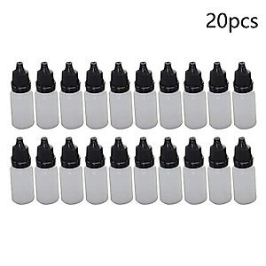 Bettomshin 20Pcs 10ml PE Plastic Dropping Bottles, Thin Mouth Vial of Squeezable Liquid Eye Liquid Dropper, Liquid Sample Seal Storage Bottle with Black Cap