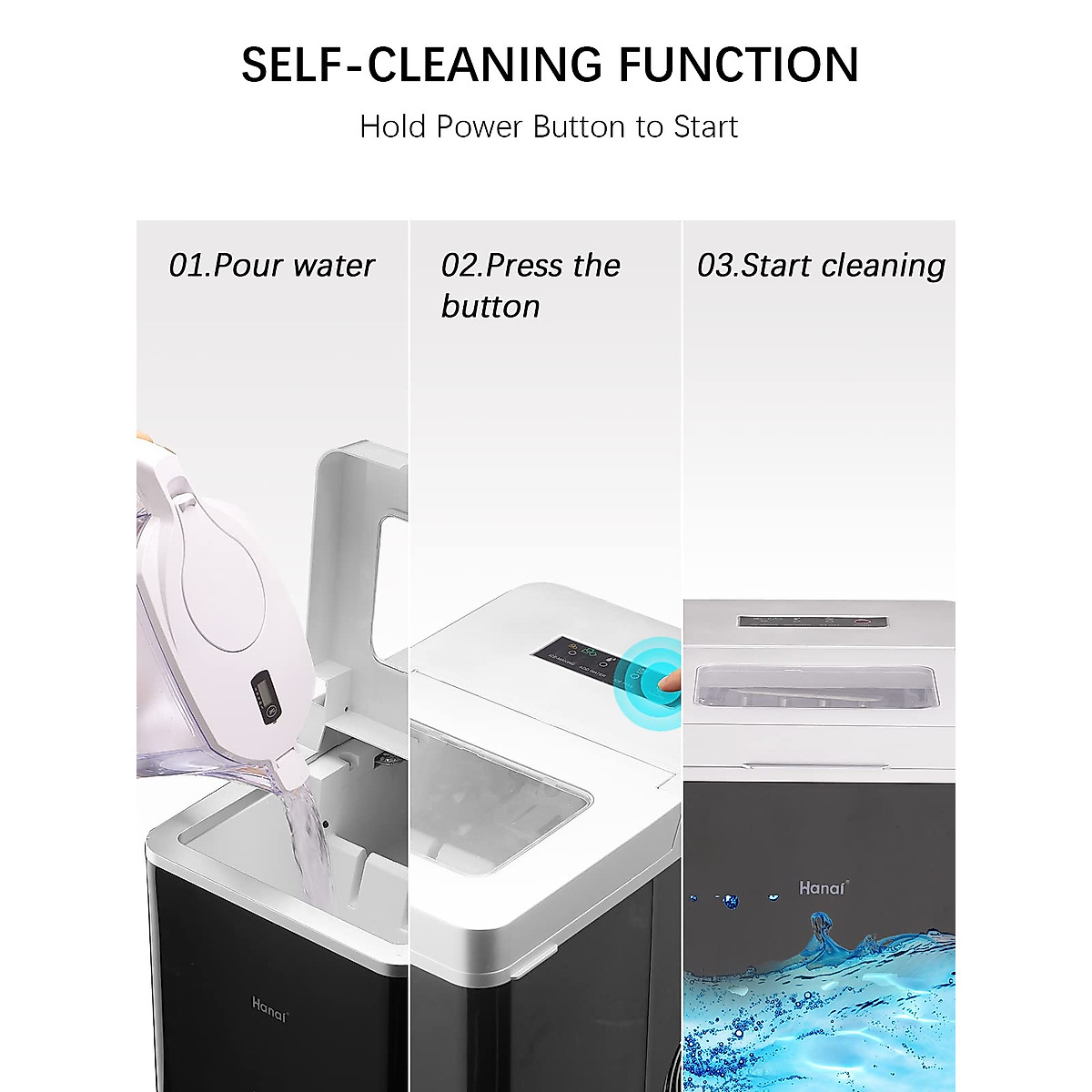 Ice Maker Countertop WANAI Portable Ice Making Machine with Ice Basket & Ice Scoop 33lbs Ice in 24Hrs L&S Bullet Size for Home Kitchen Party Bar