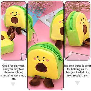 NUOBESTY 4pcs Avocado Plush Purse Wallet Cartoon Fruit Zipper Coin Bag Novelty Handbags Change Purse with Keychain