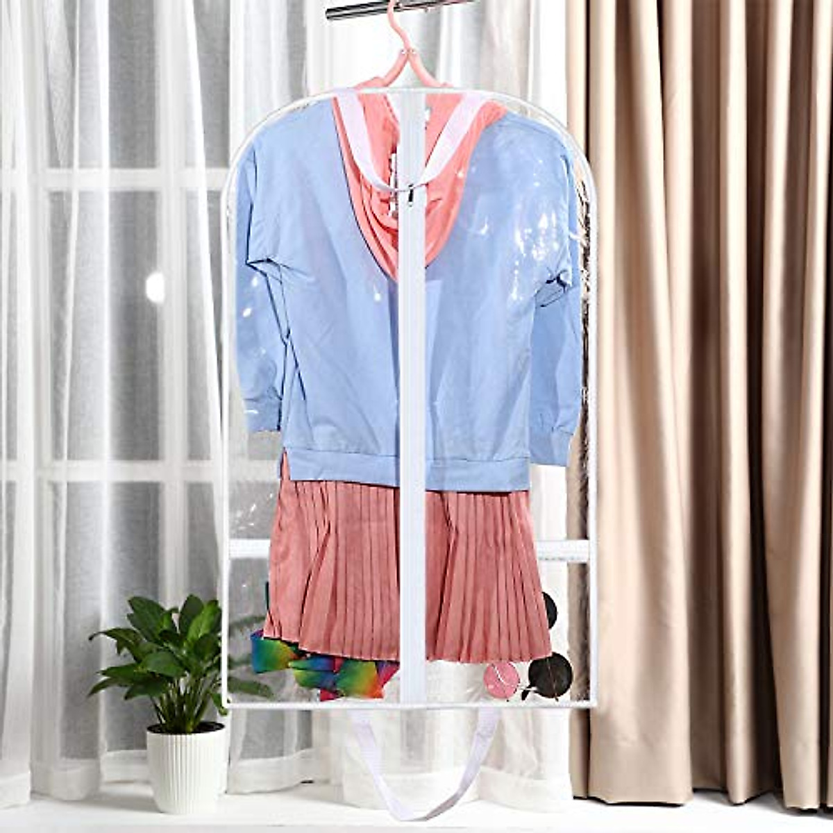 Maitys Clear PVC Hanging Costume Garment Bag Costume Bags Suit Cover with Zipper Pockets for Storage Travel Dance Garment (Classic Style)