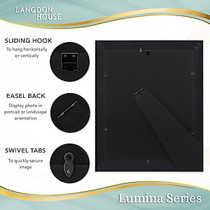 Langdon House 11x14 Real Wood Picture Frames (Barnwood Black - Gold Accents, 2 Pack), French Country Style Wooden Photo Frame 11 x 14, Lumina Collection