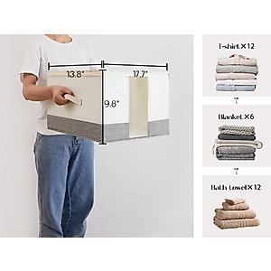 LoforHoney Home Bundle- Storage Baskets with Clear Window,2-Pack & Storage Bins with Lids, Beige & Gray, 2-Pack