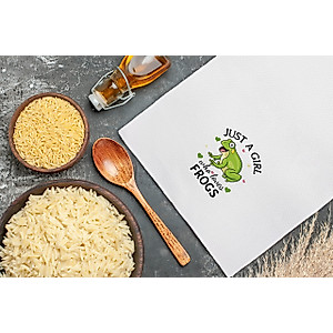 FULSOE Just A Girl Who Loves Highland Frogs Kitchen Towels Dishcloths 24"x16",Cute Green Frog Dish Towels Bath Towels Hand Towels,Gifts for Frog Lovers Girls Women